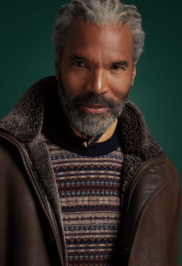 Shearling Coat with Fair Isle Look